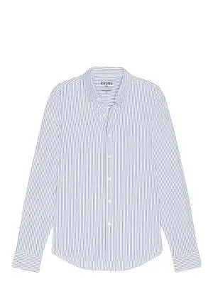 RHONE Slim Commuter Shirt In Blue - Dark Blue Wide Stripe
