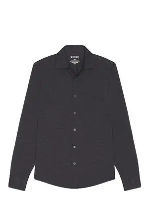 RHONE Semi Spread Collar Commuter Shirt In Grey - Iron Oxford