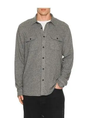 Faherty Brand Legend Sweater Shirt In Grey - Alpine Grey Herringbone
