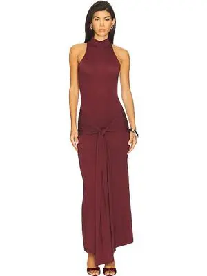 Bardot Isadora Maxi Tie Front Dress - Deep Plum