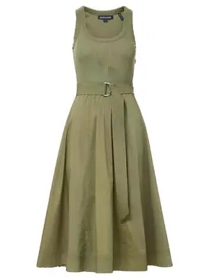 Veronica Beard Ennis Belted-waist Midi Dress - Green
