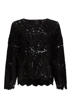 Loulou De Saison Crochet Lace Sweater - Black
