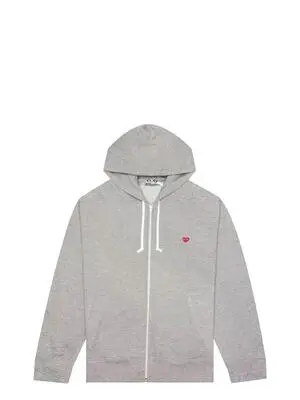 Play Comme Des Garcon Heart Embroidered Zip-up Sweatshirt - Grey