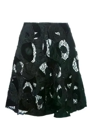 Comme Des Garçons Appliqué Detail Lace Skirt - Black