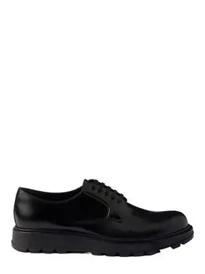 Prada Leather Derby Shoes - Black