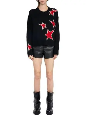 Zadig&Voltaire Star-embellished Frayed Sweater - Black
