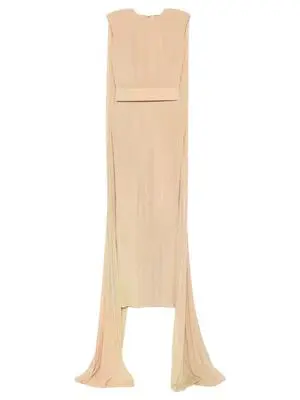 Solace London Pleated Cape Maxi Dress - Neutrals