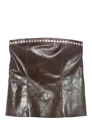 Paloma Wool Leather Mini Skirt - Brown