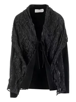 NICCOLO PASQUALETTI Lace-insert Crew-neck Cardigan - Black