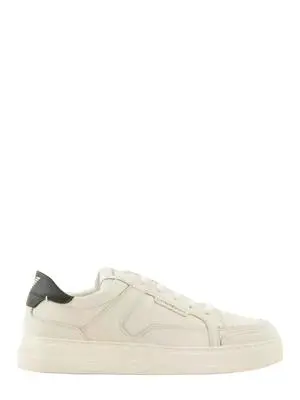 Emporio Armani Leather Panelled Sneakers - Neutrals