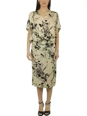 SEMICOUTURE Floral-print Midi Dress - Neutrals