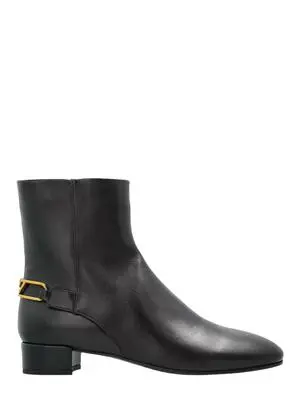 Emporio Armani 30mm Zip Embellished Ankle Boots - Black