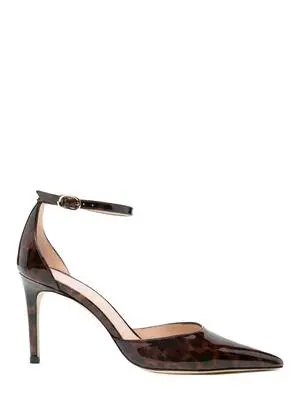 STUART WEITZMAN 85mm Leopard-print Ankle-strap Pumps - Brown