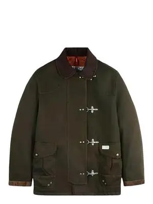 FAY Corduroy-collar Jacket With Toggle Fastening - Green