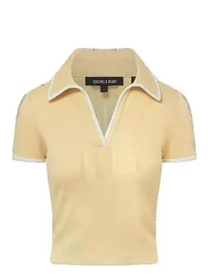 Veronica Beard Ribbed Polo Top - Yellow
