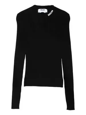 MSGM Ribbed Logo-detail Sweater - Black