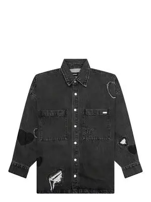 NAHMIAS Heart-patchwork Denim Shirt