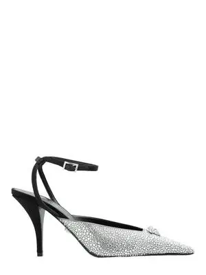 Versace 85mm Crystal La Medusa Slingback Pumps - Silver