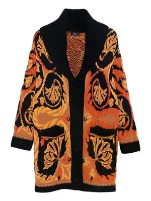Etro Floral-pattern Shawl-collar Cardigan - Orange