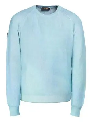 MOORER Raglan-sleeve Ribbed Sweater - Blue