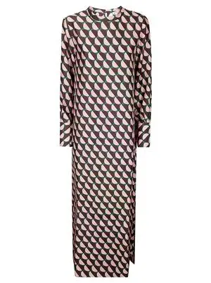 ALBERTO BIANI Geometric-Print Long Sleeve Dress