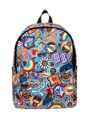 A BATHING APE Baby Milo Sticker Print Backpack - Acid Blue