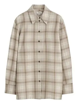 Cos Checked Flannel Shirt Beige
