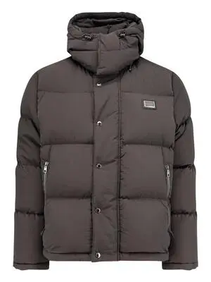 Dolce & Gabbana Nylon Hooded Down Jacket - Grey