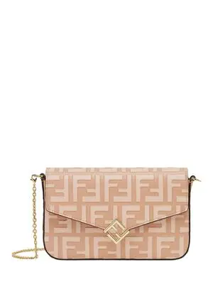 Fendi Wallet On Chain Leather Shoulder Bag - Pink