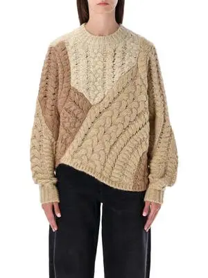 Isabel Marant Patchwork Cable Knit Sweater - Beige