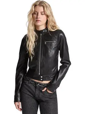 Michael Kors Leather Jacket Black
