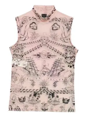 Pinko Printed High-neck Tank - Neutrals
