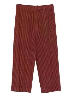 Issey Miyake Pleated Cropped Trousers - Brown