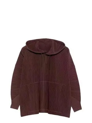 Issey Miyake Pleated Hoodie - Brown