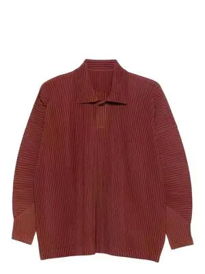 Issey Miyake Pleated Long-sleeves Polo Shirt - Brown