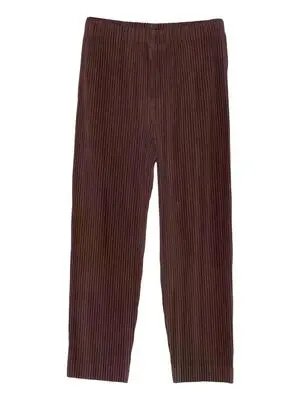 Issey Miyake Pleated Cropped Trousers - Brown
