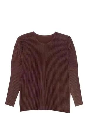 Issey Miyake Pleated Long-sleeve Jumper - Brown