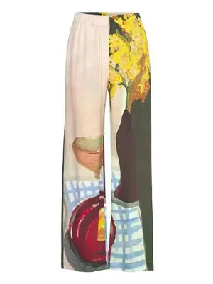 Stine Goya Floral-print Panelled Palazzo Pants - Green