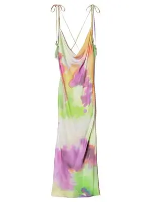 TWINSET Tie-dye Feather-detail Midi Dress - Green