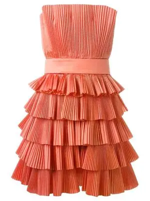 CAPUCCI Strapless Pleated Dress - Pink