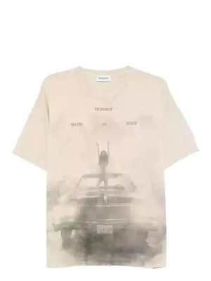 DONDUP Graphic-print Cotton T-shirt - Neutrals