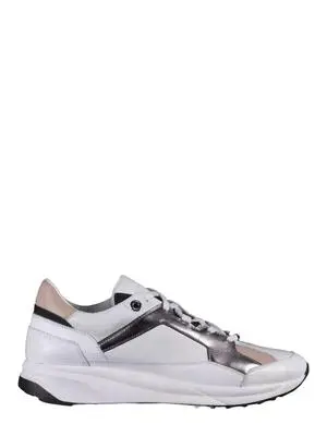 MOORER Metallic-effect Leather Low-top Sneakers - White