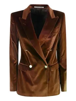 Tagliatore Velvet Double-breasted Blazer - Brown