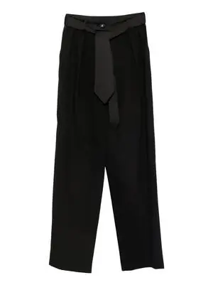 Imperial Tie-belt Pleated Trousers - Black