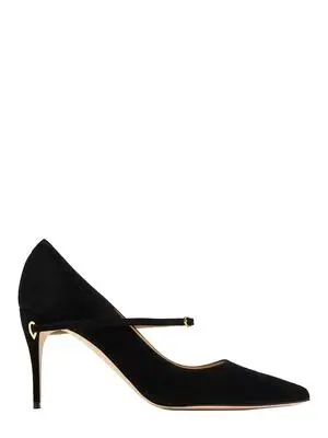 Jennifer Chamandi 85mm Ankle-strap Suede Pumps - Black