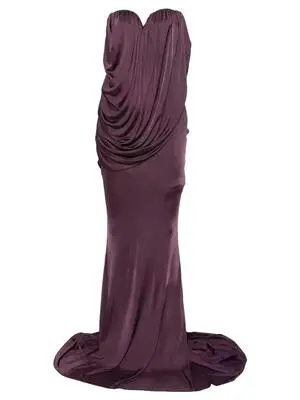 Giuseppe Di Morabito Draped Strapless Gown - Purple