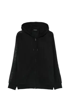 Emporio Armani Logo-tape Zip-up Hoodie - Black