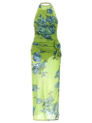 Magda Butrym Floral-print Side-slit Midi Dress - Green