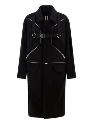 Rick Owens Blixa Jumbo Mac Harness-detail Zipped Coat - Black