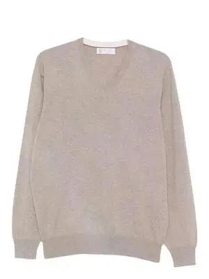 Brunello Cucinelli V-neck Cashmere Sweater - Neutrals